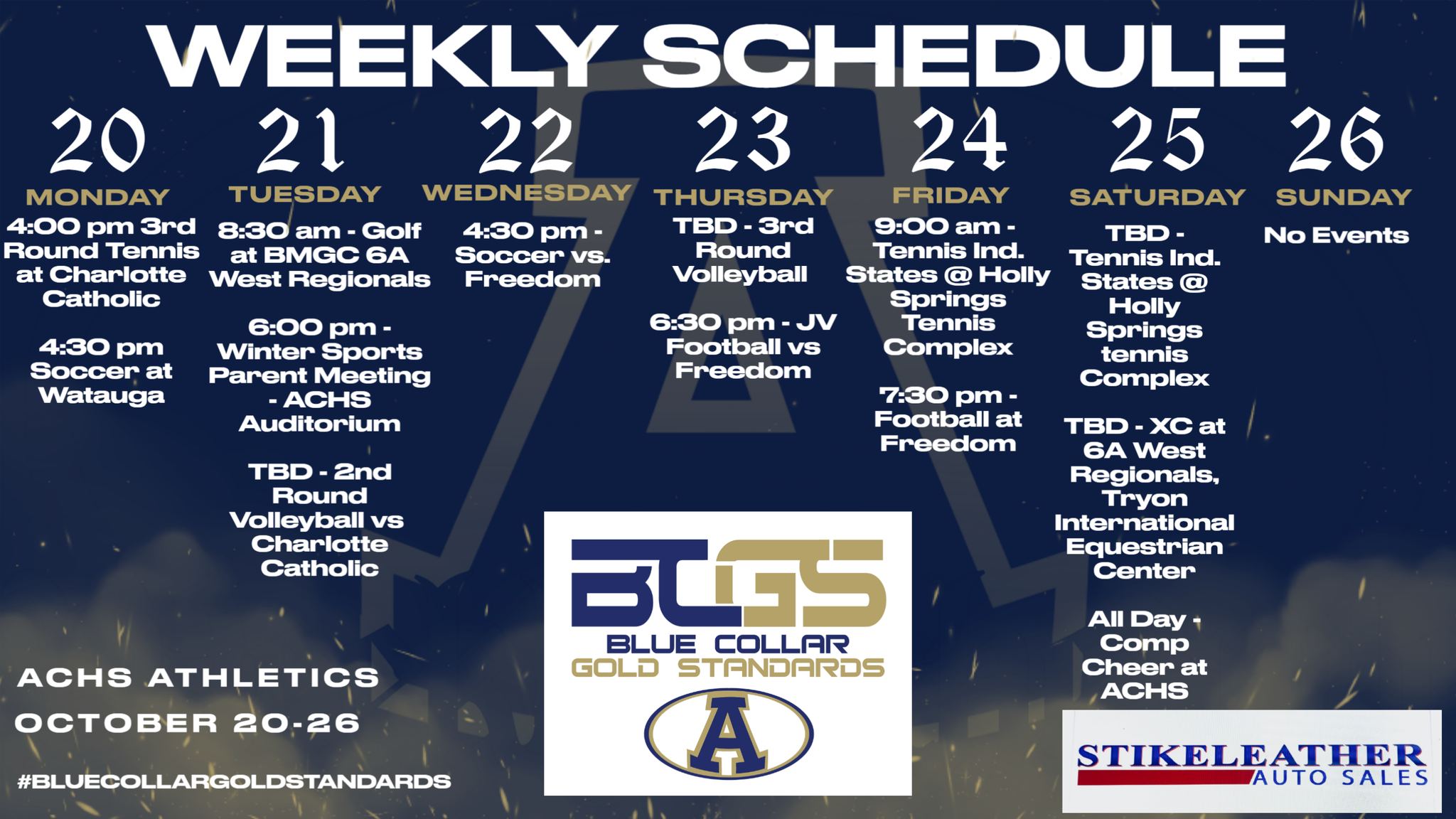 Alexander Central Athletics Schedule For The Week