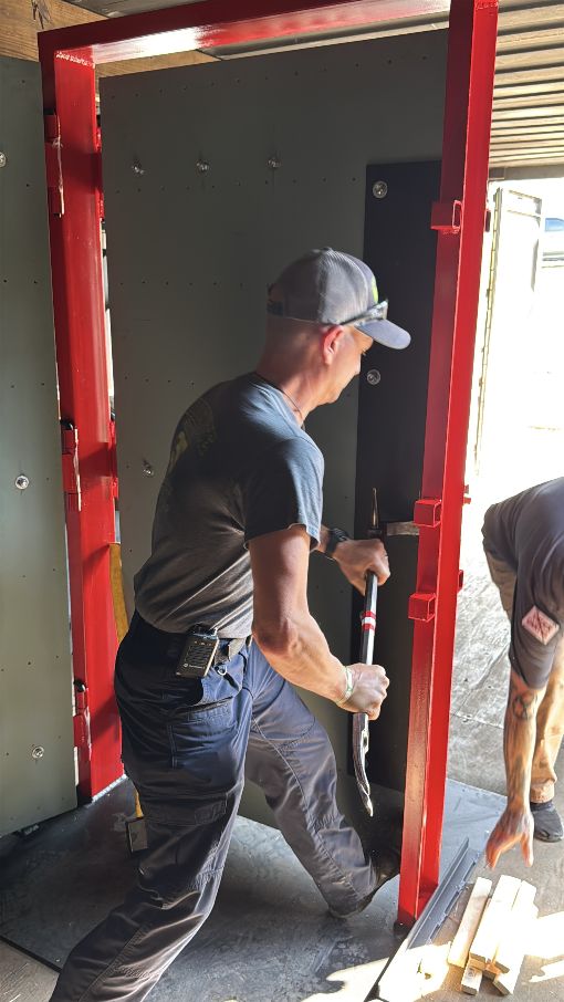 Alexander County Firefighters Train With Forcible Entry Prop Door